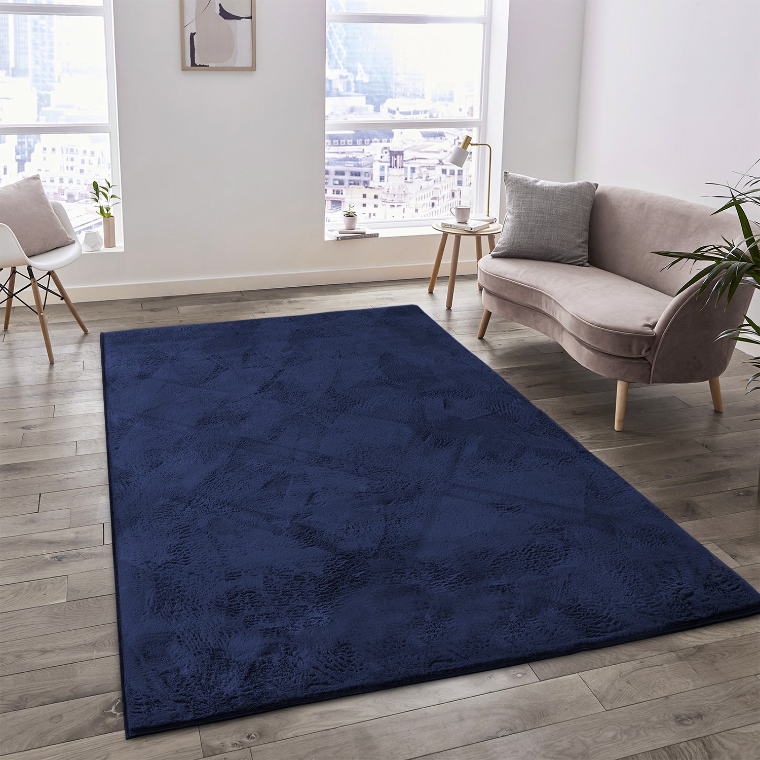 Navy Faux Rabbit Fur Rug – Yorkshire Bedding