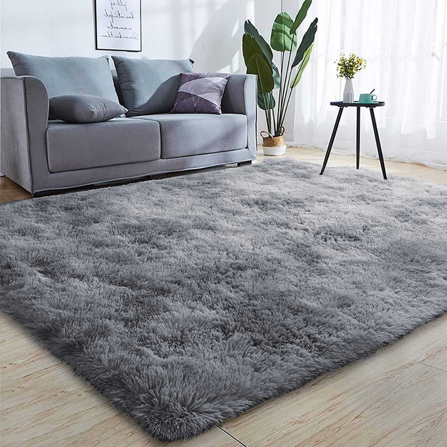 Grey Fluffy Shaggy Rug Large – Yorkshire Bedding